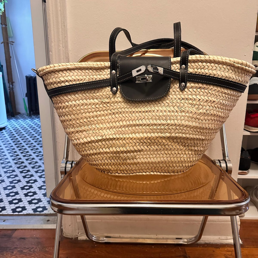 Brown Handmade Straw French Basket – Leather Strap – Summer Essential ...